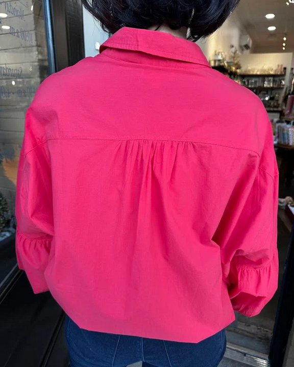 Berry Red Bubble Hem & Sleeve Top – showladys